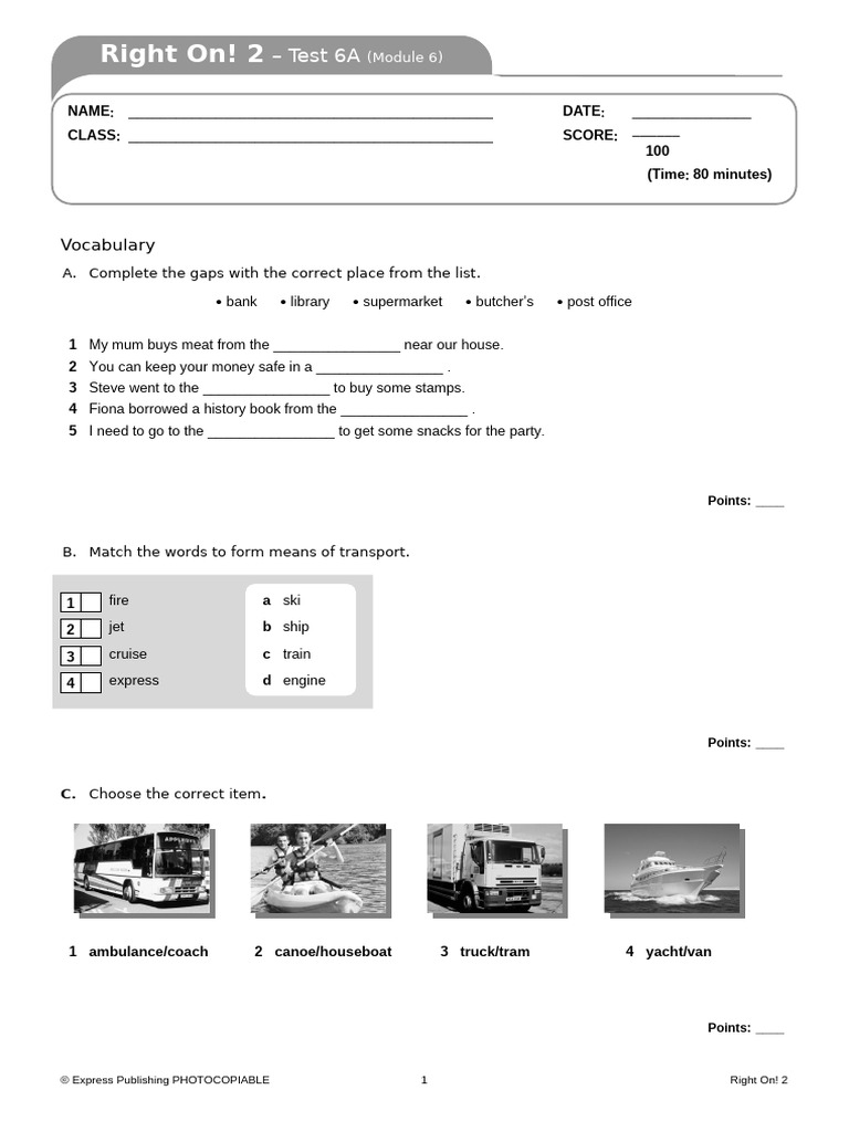 17 Right On 2 - Test 6A - Mod 6 | PDF | Tsunami | Adjective