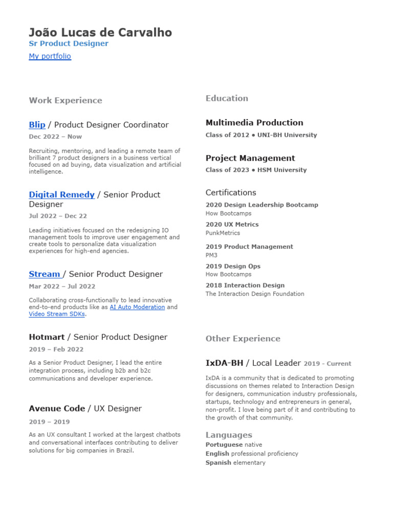 Carvalho João Lucas CV 2024 | PDF | Computer Science | Human Communication