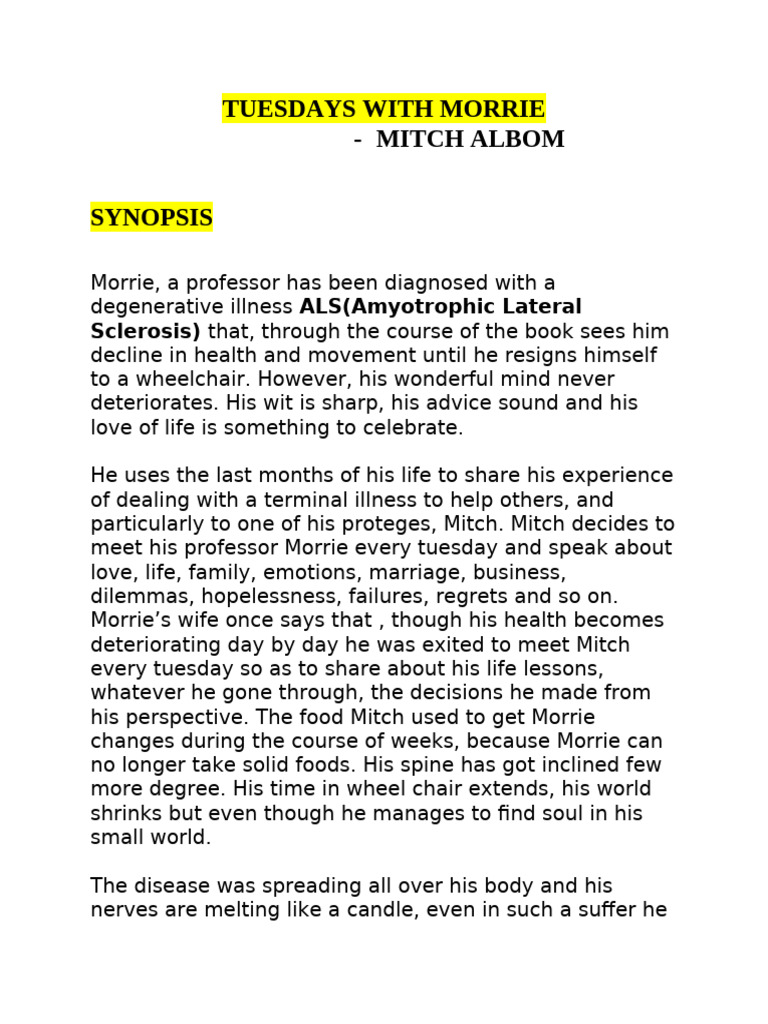 Tuesdays With Morrie | PDF