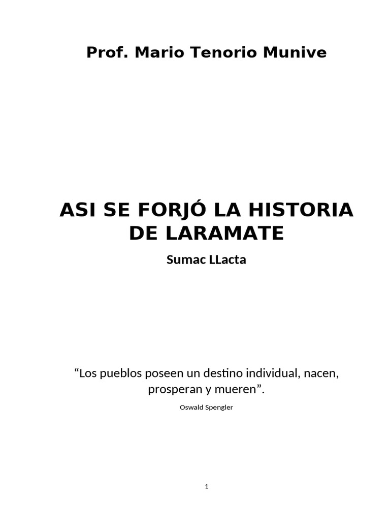 Libro - Asi Se Forjó La Historia de Laramate - Mario Tenorio Munive ...