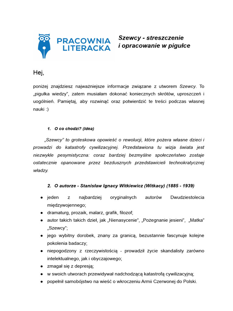 Szewcy - Notatka Z Newslettera - Docx 2 | PDF