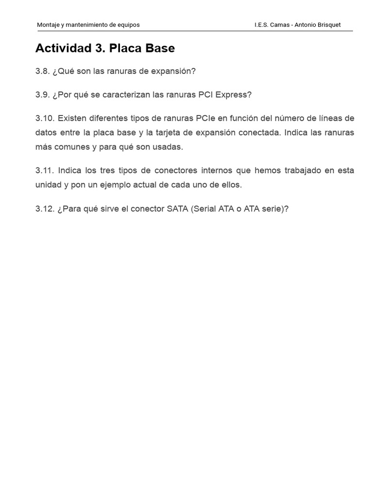 Actividad 3. Placa Base | PDF