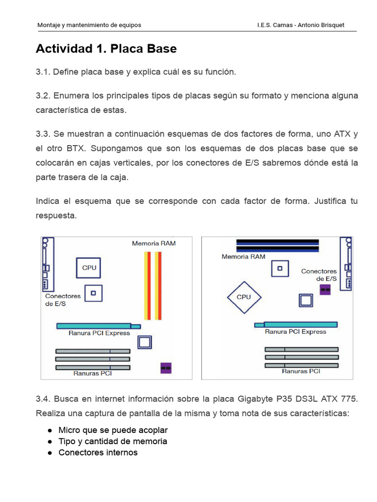 Actividad 1. Placa Base | PDF | Juegos y actividades