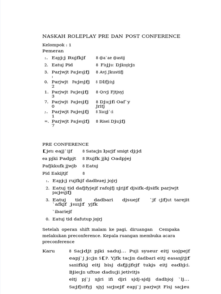 PDF Naskah Roleplay Pre Dan Post Conference | PDF