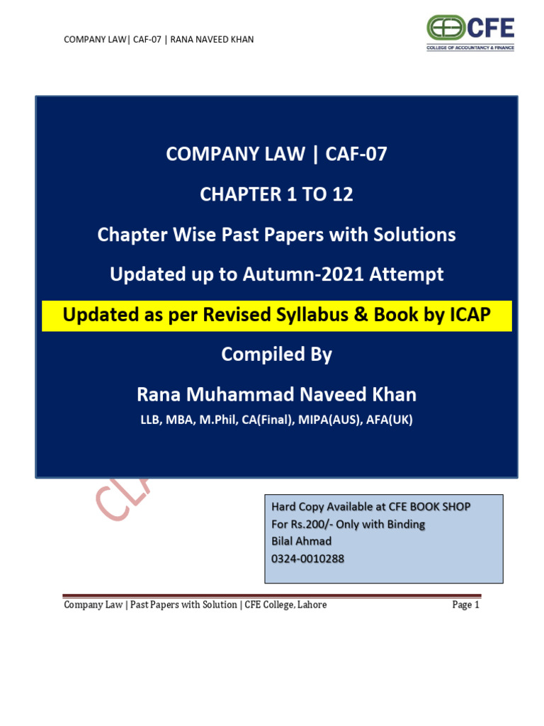 Claw Past Papers With Solutions A21.PDF Version 1 | PDF | Securities ...