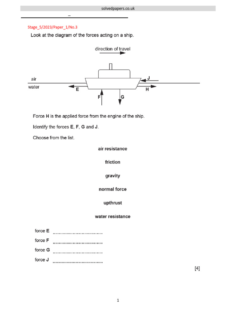 2023 2 Forces and Their Effects Checkpoint - Primary Physics ...