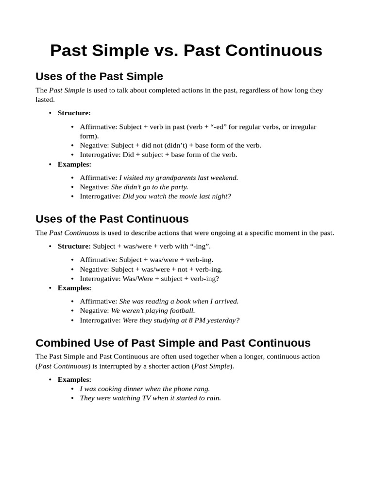 Past Simple and Continuous | PDF | Language Arts & Discipline
