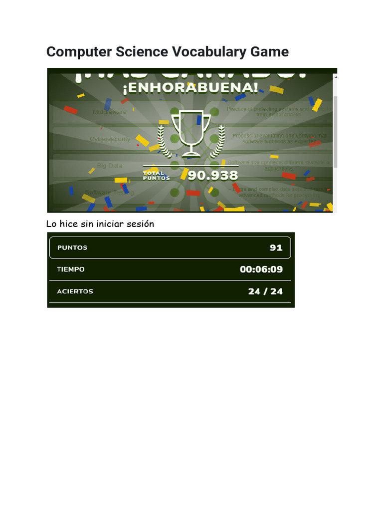 Computer Science Vocabulary Game | PDF