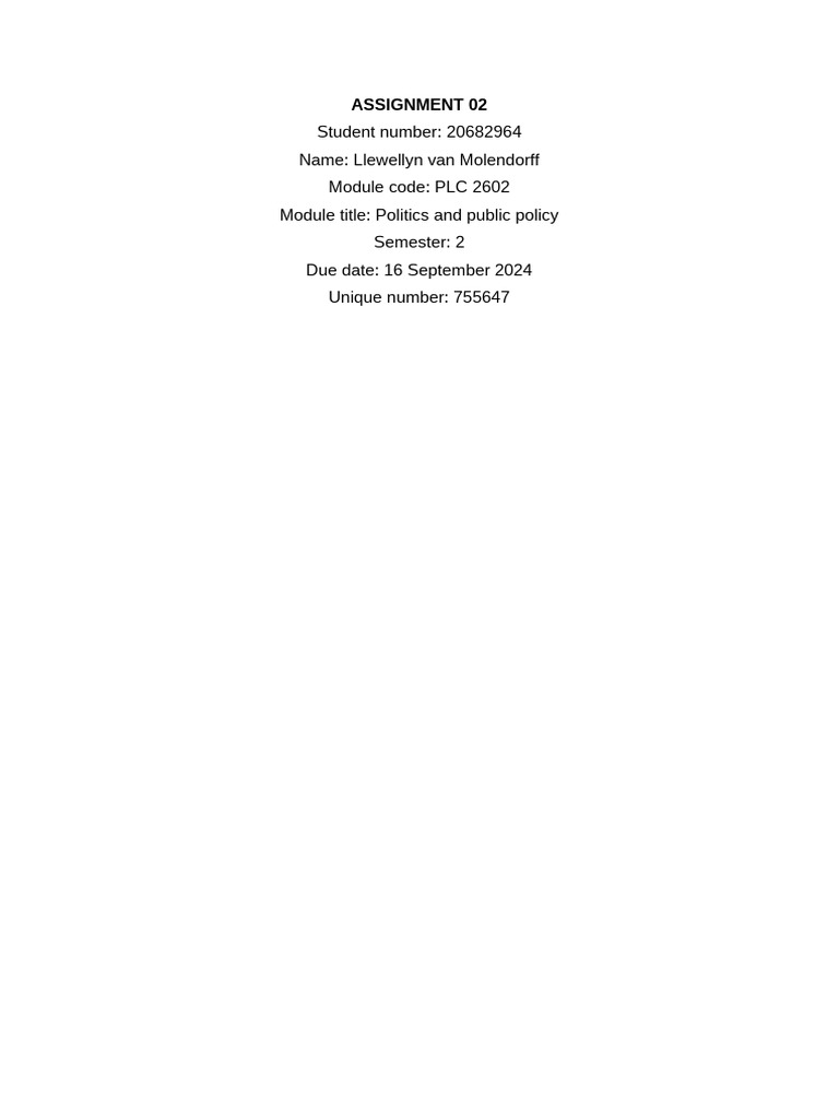 PLC 2602 Assignment 2 | PDF | Welfare | Pension