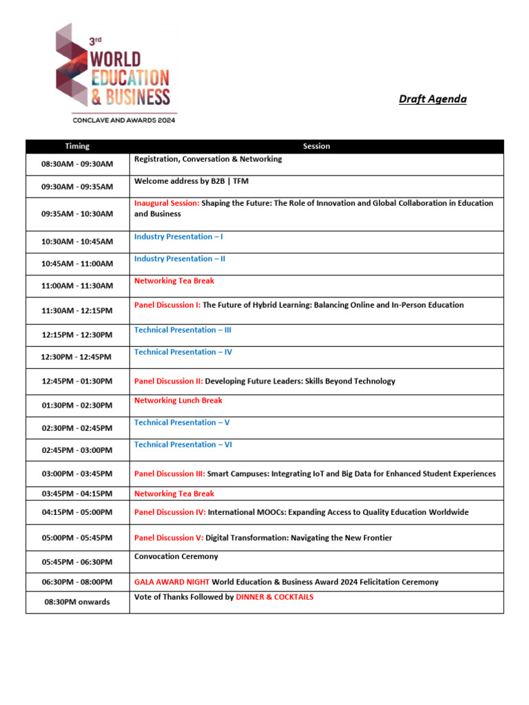 Draft Agenda - 3rd WEBCON 2024, New Delhi | PDF | Computers
