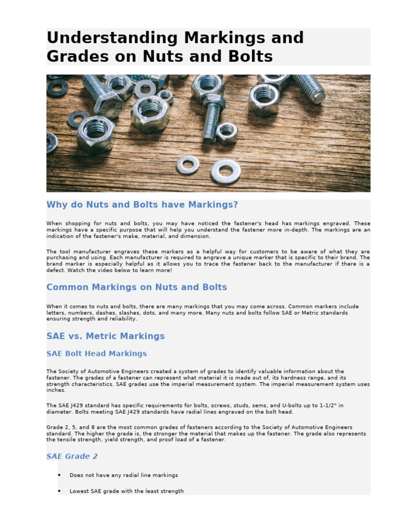Understanding Markings and Grades On Nuts and Bolts | PDF | Screw ...