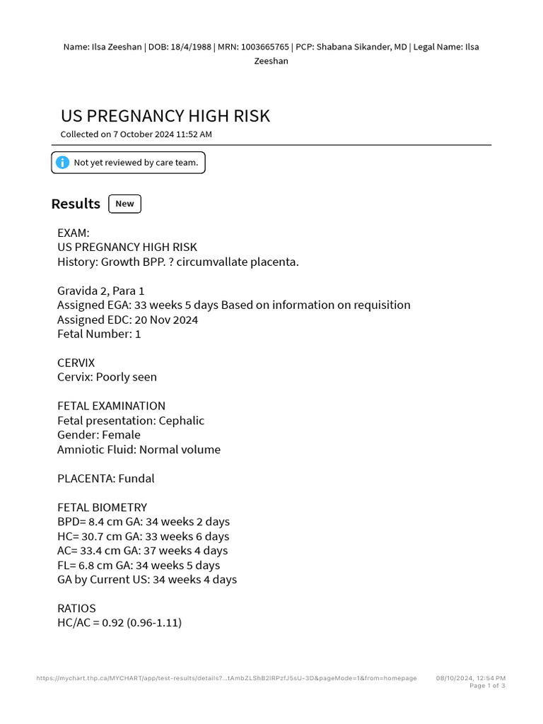 MyChart - Test Details | PDF | Fetus | Pregnancy