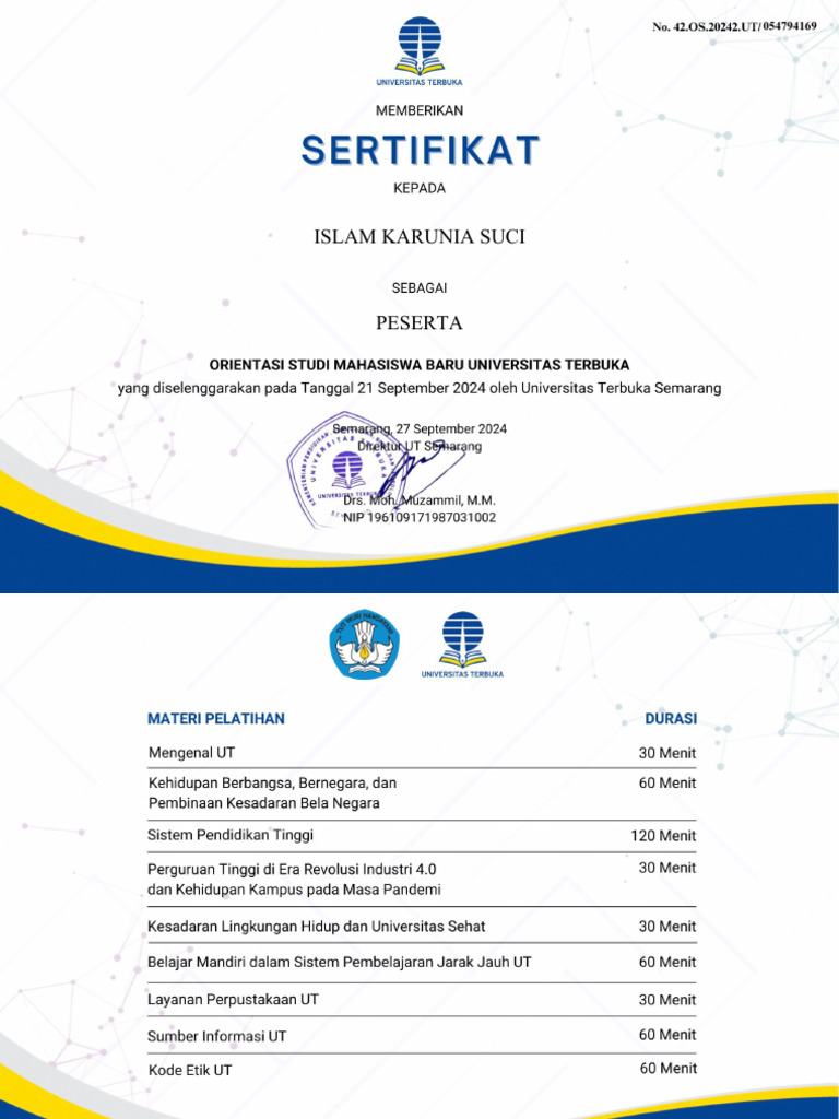 Sertifikat Osmb 2024 | PDF