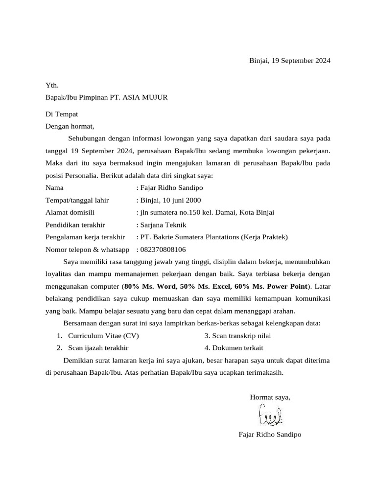 Lamaran Utama | PDF | Karier & Perkembangan | Ilmu Sosial