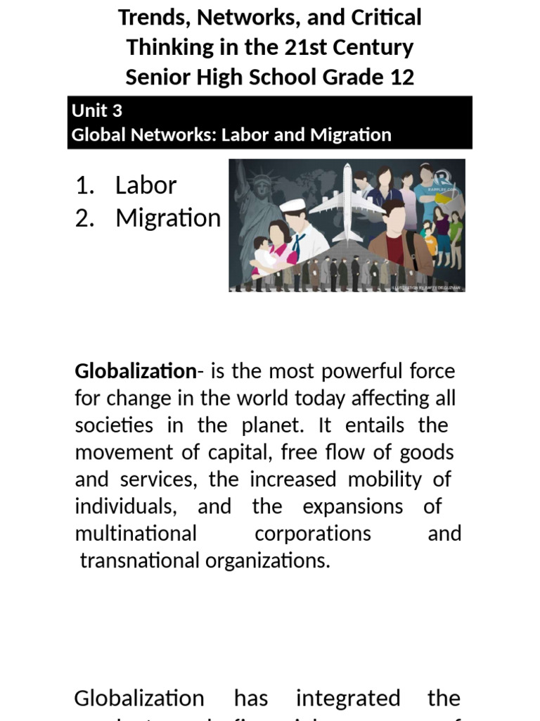 Unit 3 Global Networks: Labor and Migration | PDF | Human Migration | Globalization