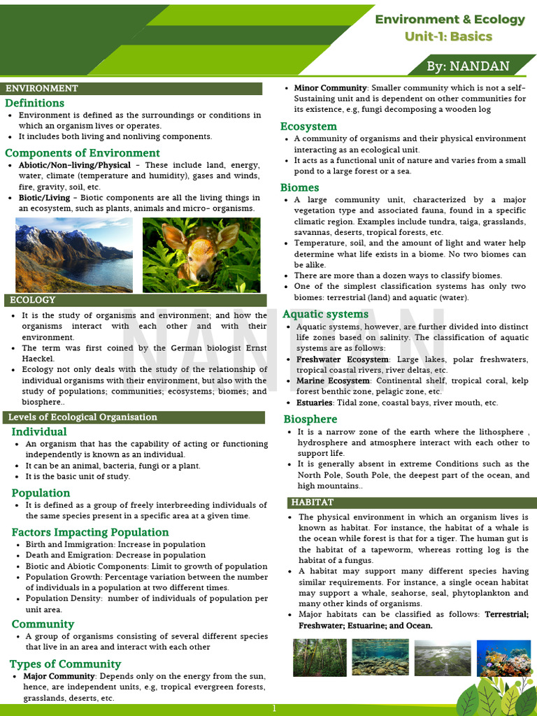 Basics of Environment & Ecology | PDF | Ecosystem | Natural Environment