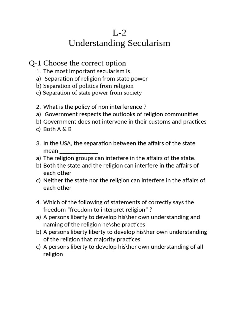 L-2 Understanding Secularism | PDF