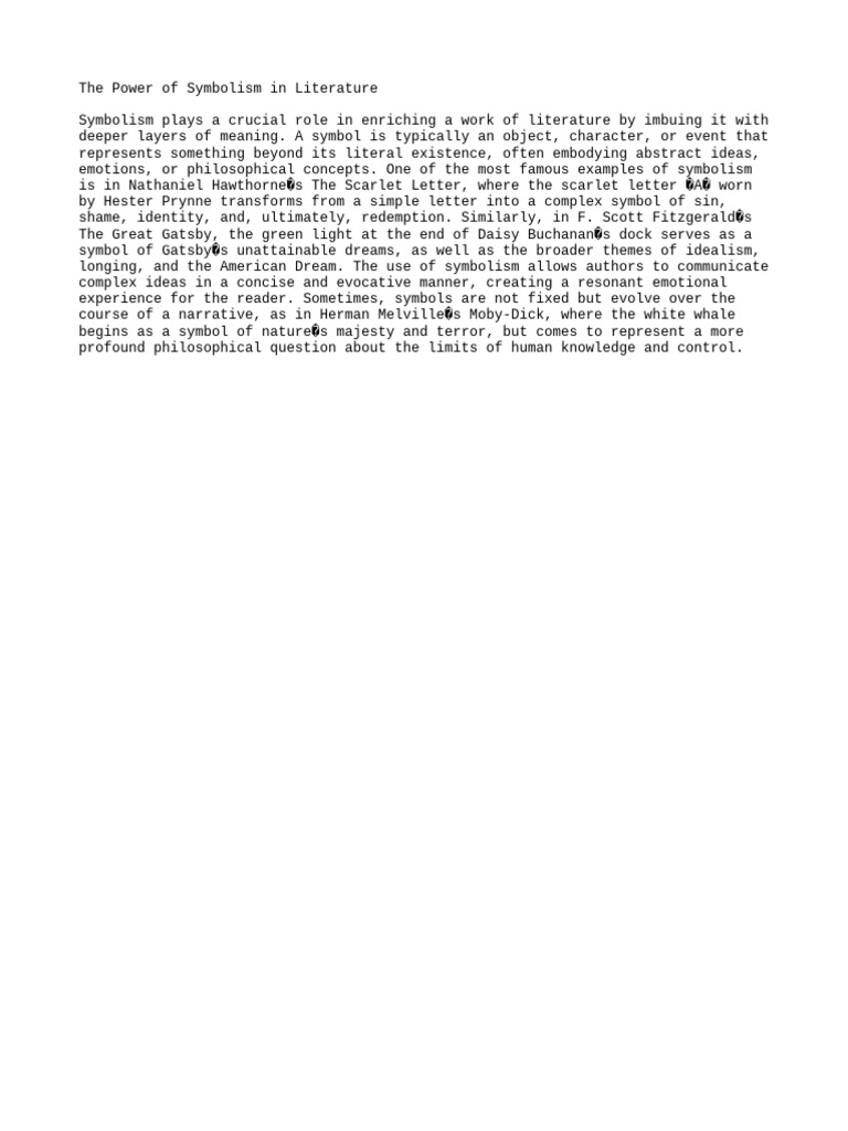 Symbolism in Literature | PDF | General Fiction