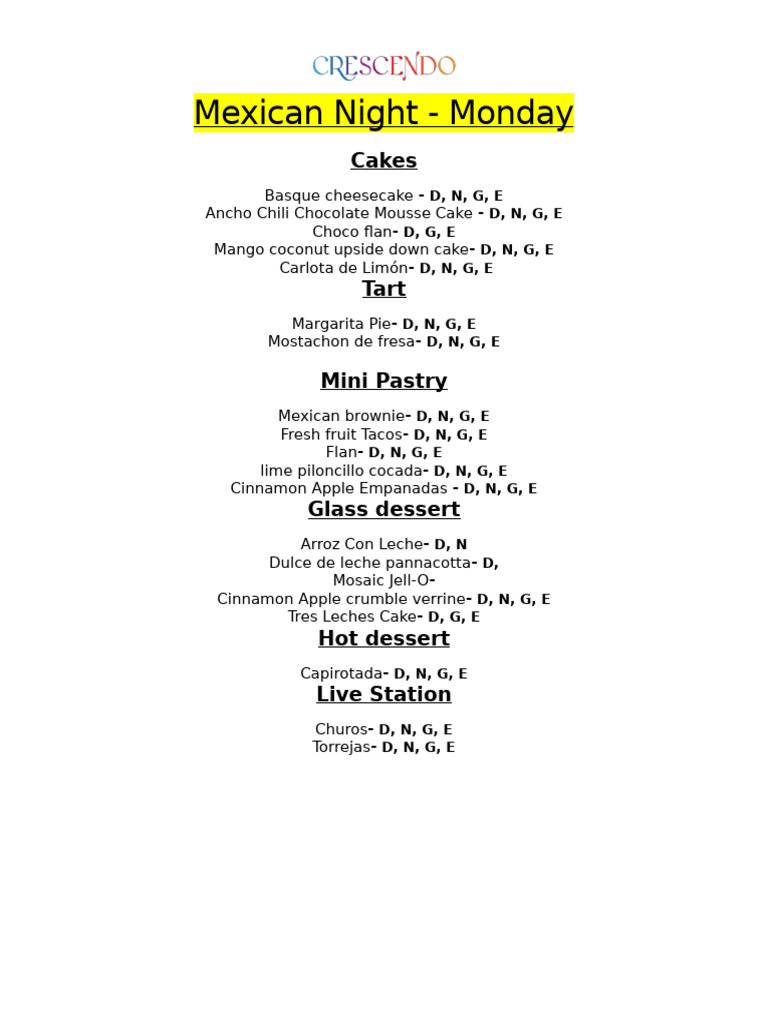 Mexican Night-Monday | PDF