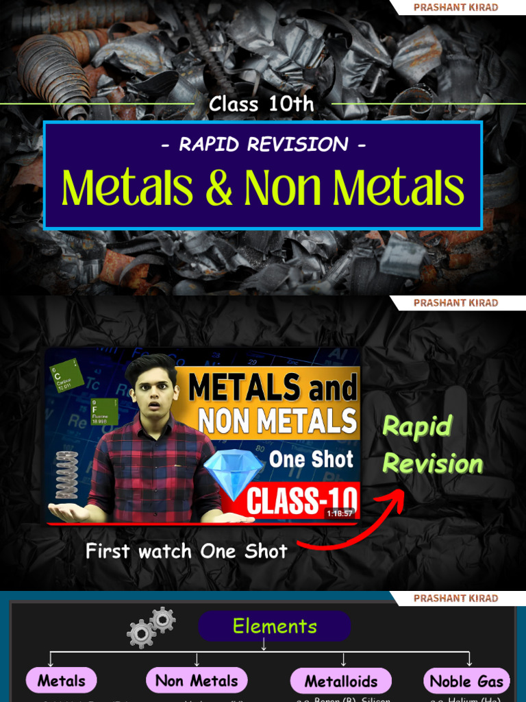 Rapid Revision-Metals and Non Metals (Prashant Kirad) | PDF | Metals | Ion