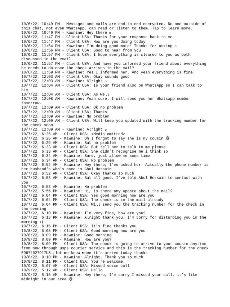 WhatsApp Chat: Payment and Project Coordination | PDF