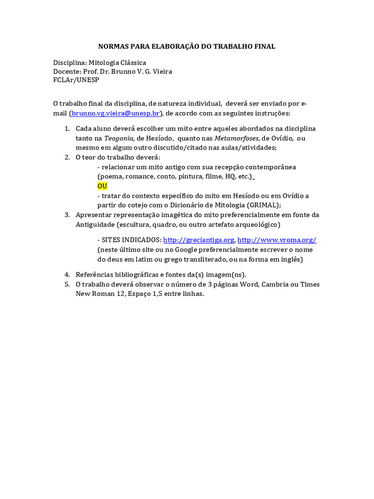 Normas Elaboracao Trabalho Final | PDF