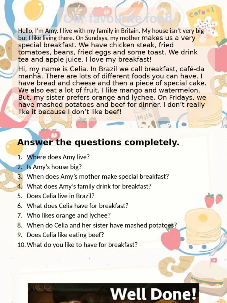 Reading Exercise - Grade 3 Unit 2 | PDF | Wellness