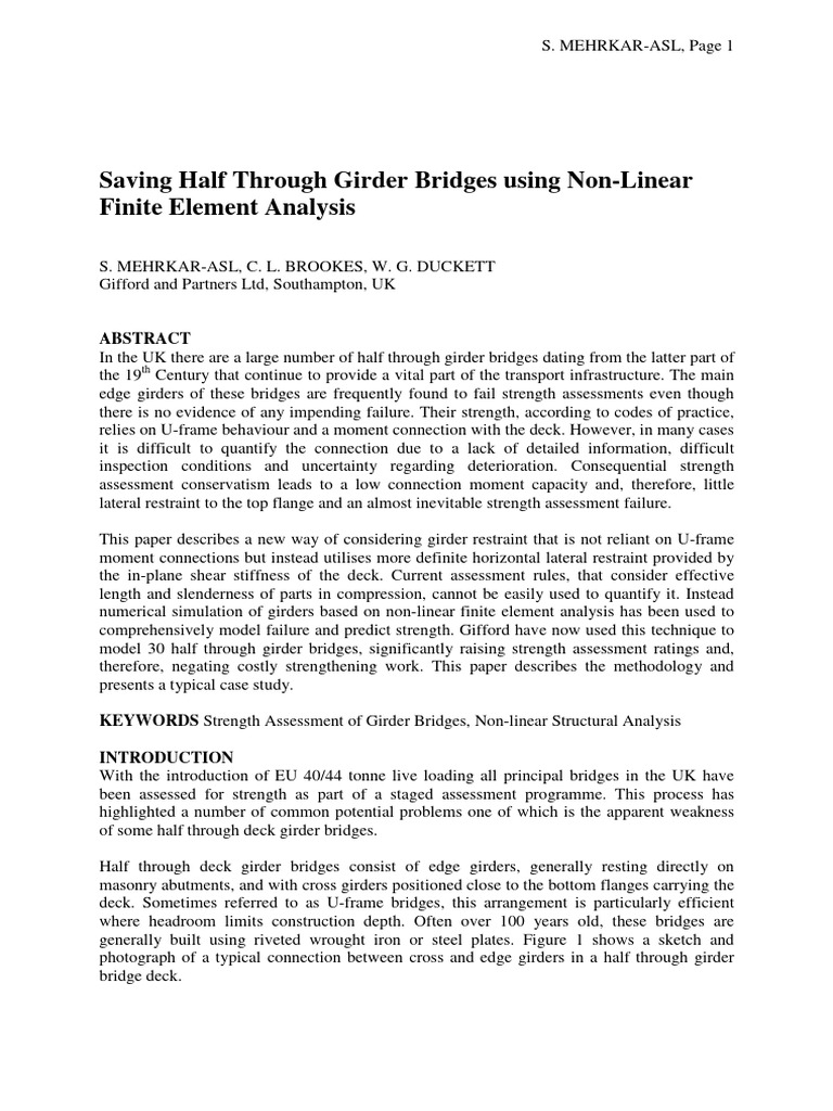 Saving Half Through Girder Bridges Using Non-Linear Finite Element Analysis | PDF | Buckling ...