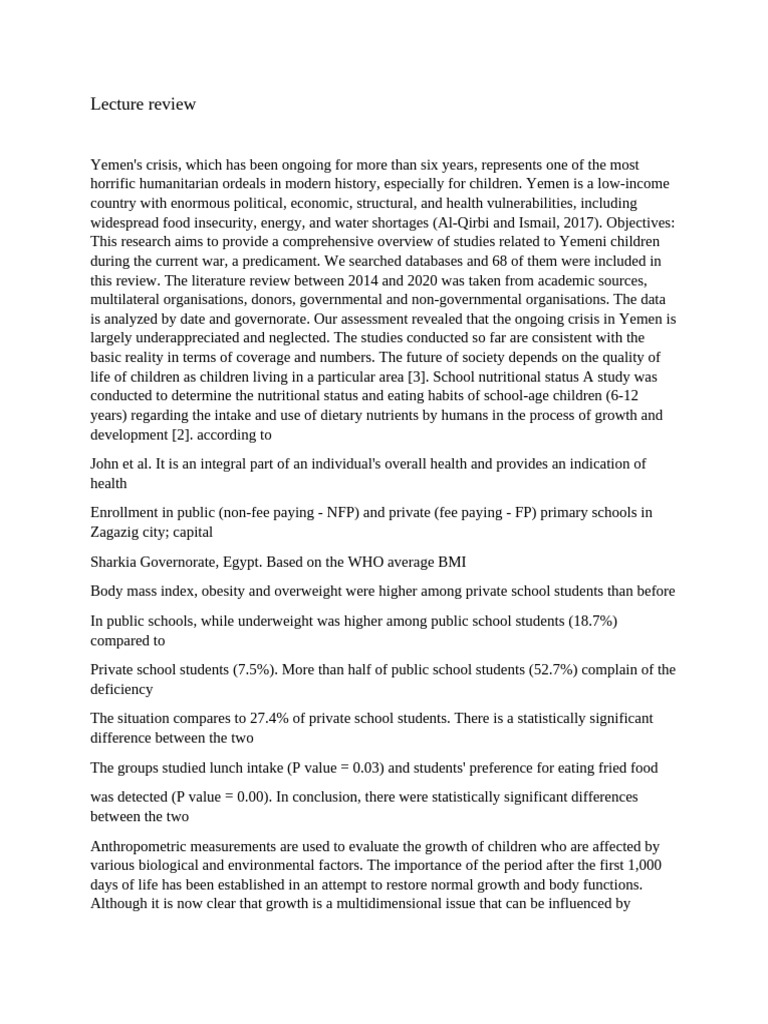 Lecture Review - Docxfatima | PDF | Body Mass Index | Overweight