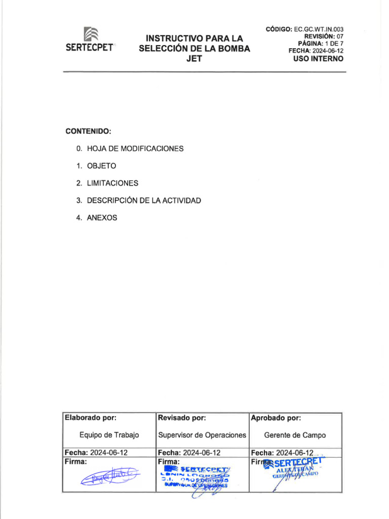 Ec - GC.WT - In.003 Rev 07 Instructivo para La Selección de La Bomba Jet | PDF