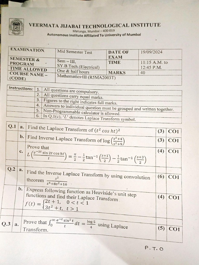 MST 2024 Odd Sem 3 | PDF
