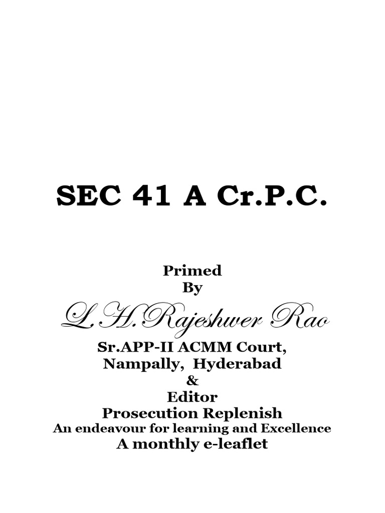 41A CRPC NOTES | PDF | Arrest | Bail