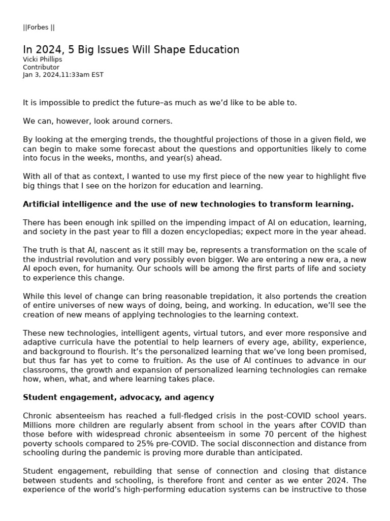 2024 Education Trends: 5 Key Issues | PDF | Artificial Intelligence ...