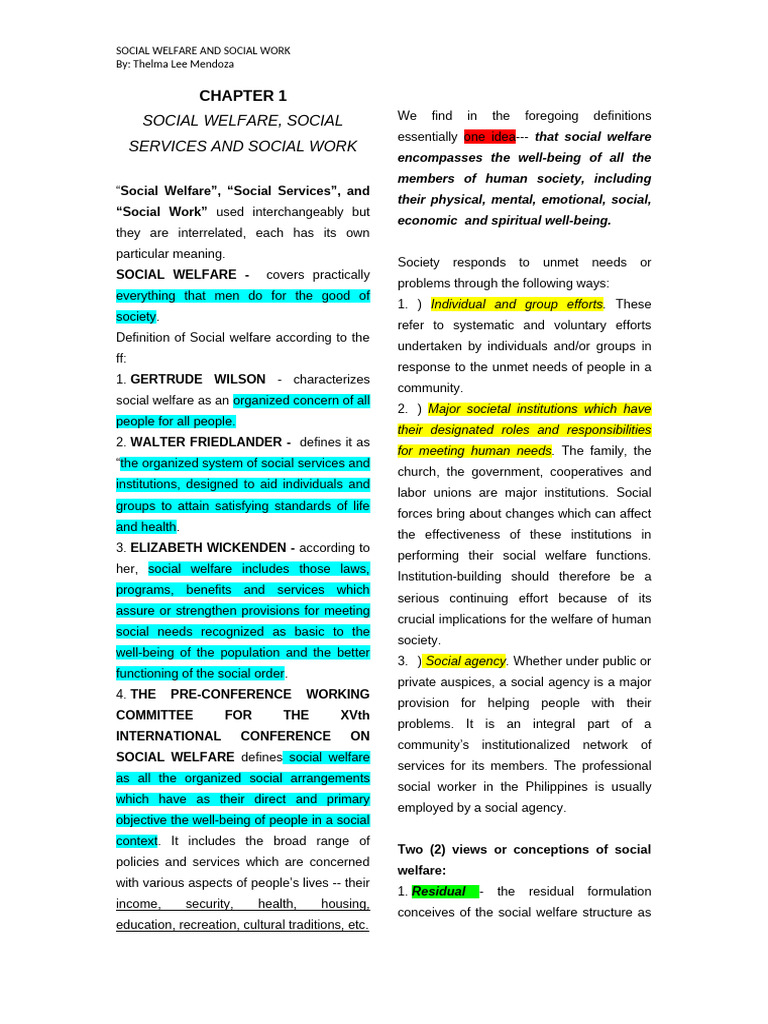 Social Work and Social Welfare (Orange Book) Summary Review | PDF ...