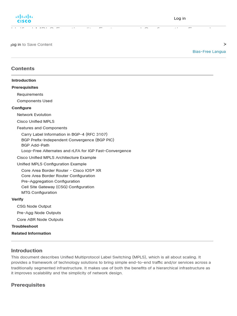 Unified MPLS Functionality, Features, and Configuration Example | PDF | Networking ...