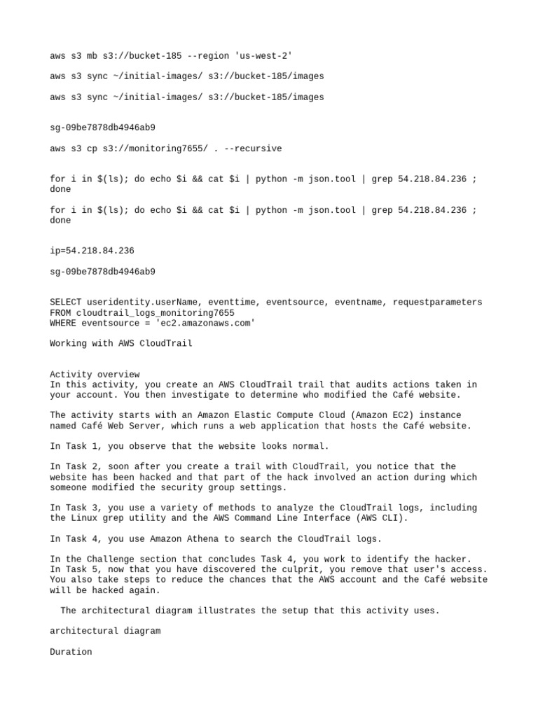 Working With Aws Cloudtrail 187 | PDF | Command Line Interface | Sql