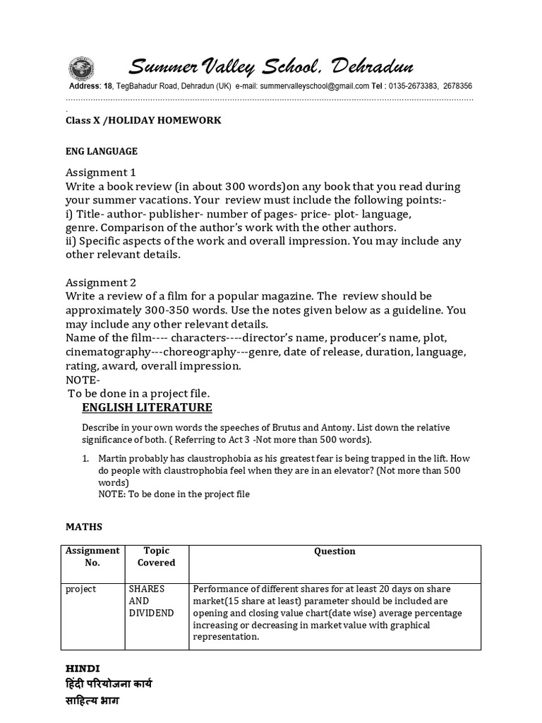 Class 10 Holiday Homework 2024 | PDF | Force | Chemical Compounds