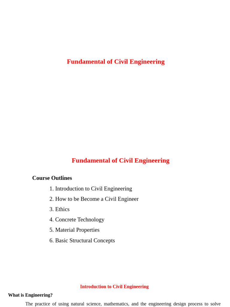 Civil Engineering Fundamentals Overview | PDF | Civil Engineering ...