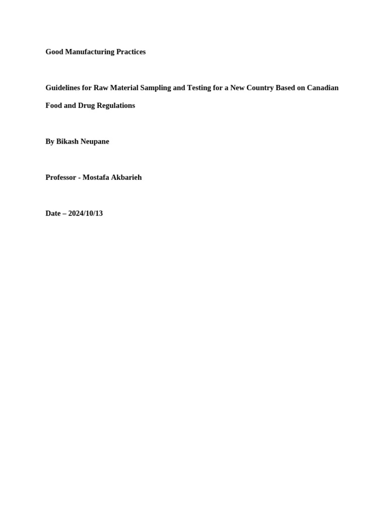 Raw Material Testing Guidelines for GMP | PDF | Sampling (Statistics ...