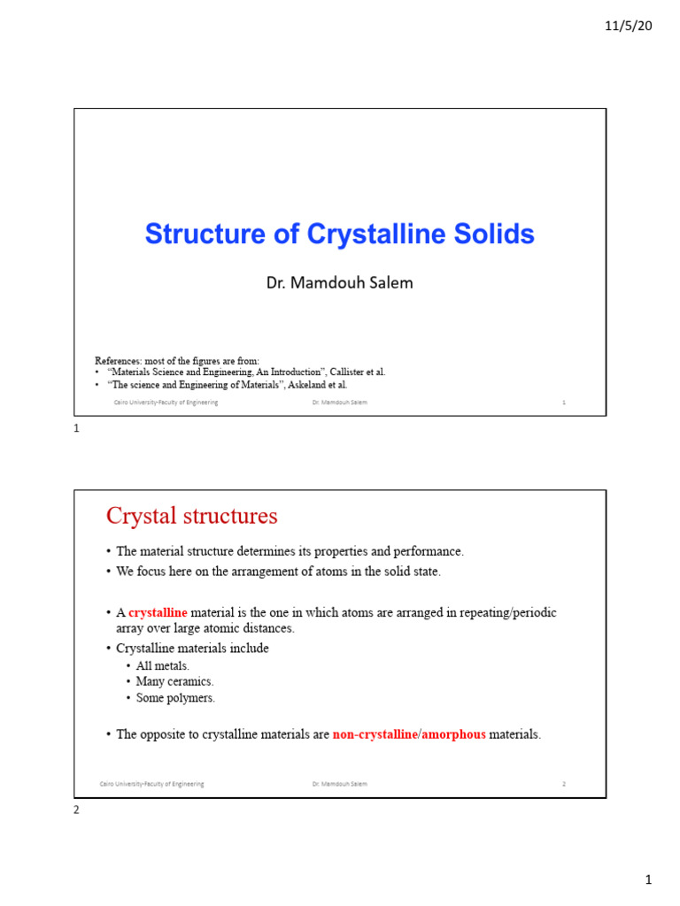 03-Structure of Crystalline Solids | PDF | Crystal Structure | Crystallite