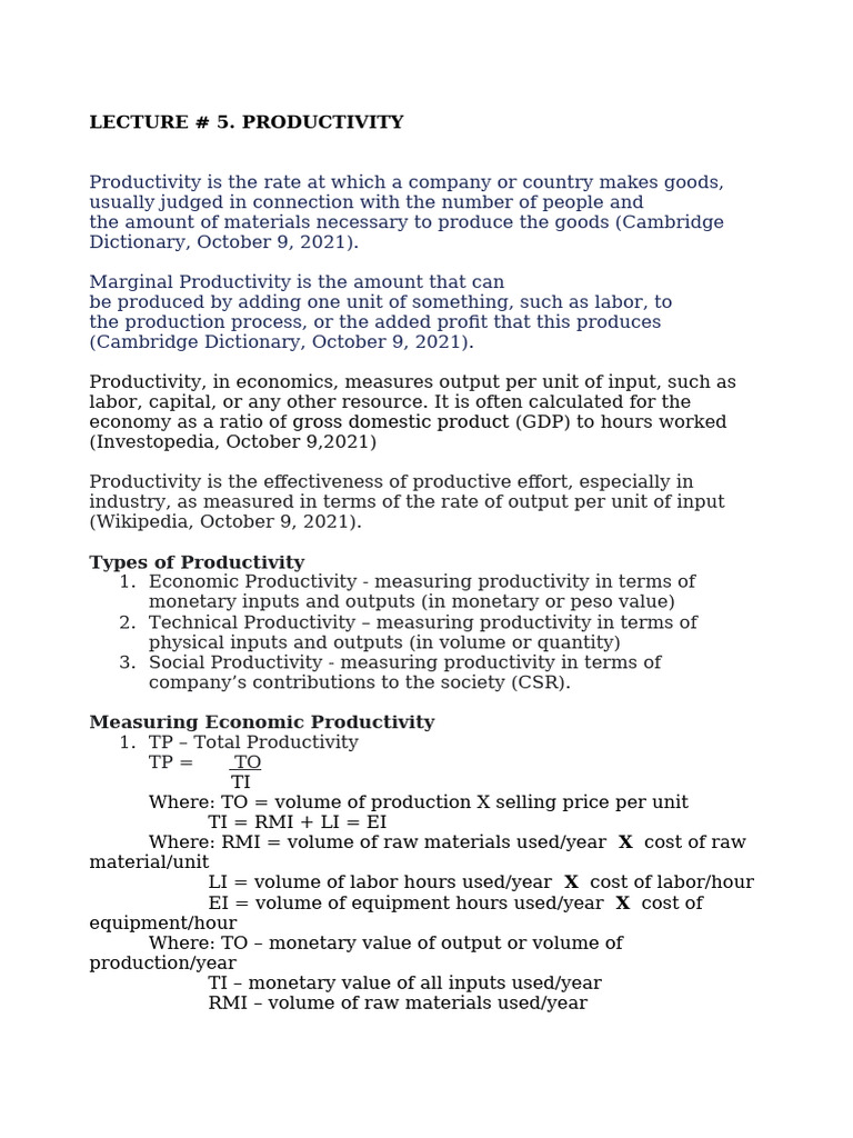 Lecture 5 | PDF | Economies | Economics