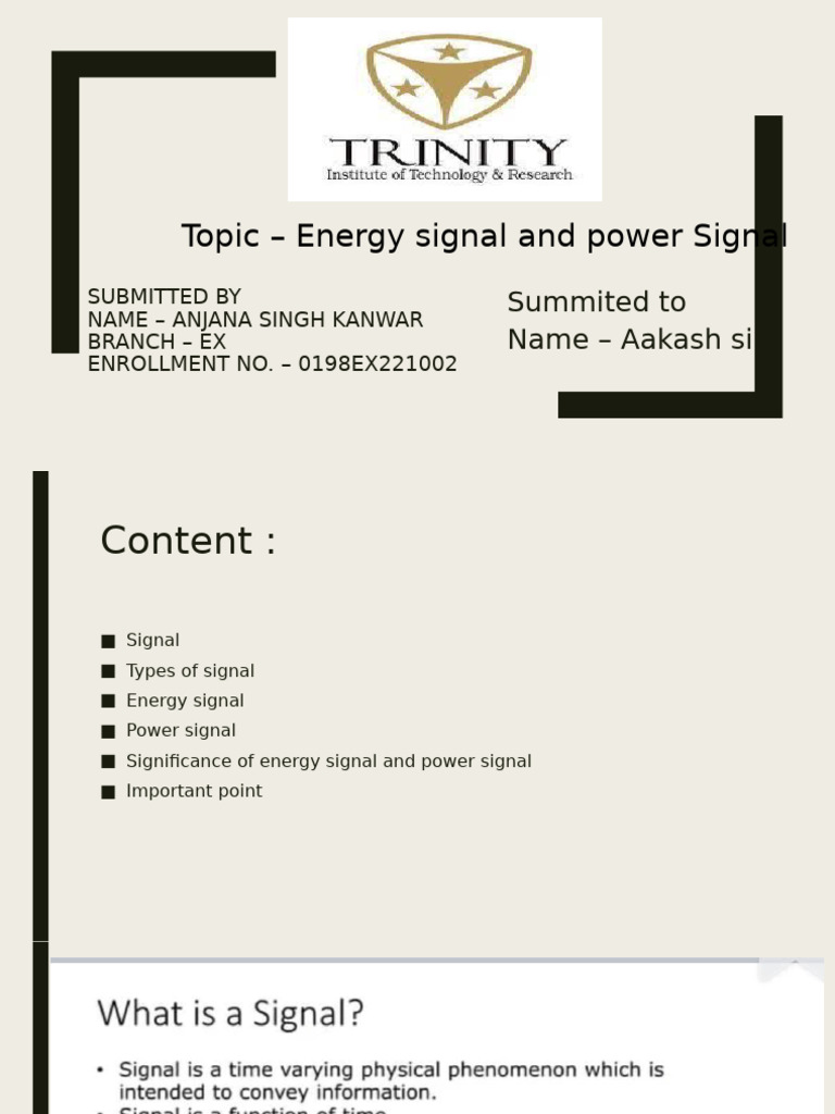 Signal & System PPT - Energy Signal and Power Signal | PDF | Technology ...