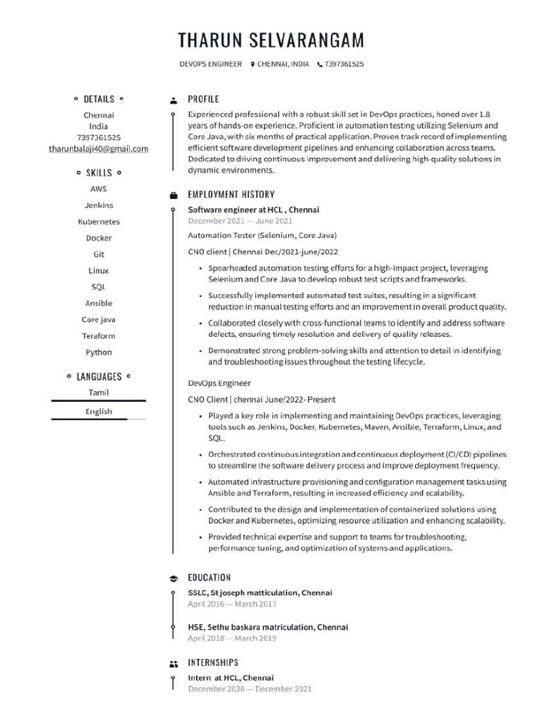 Devops Tharun S Resume | PDF