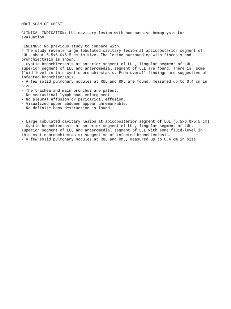 MDCT Scan of Chest | PDF | Science & Mathematics
