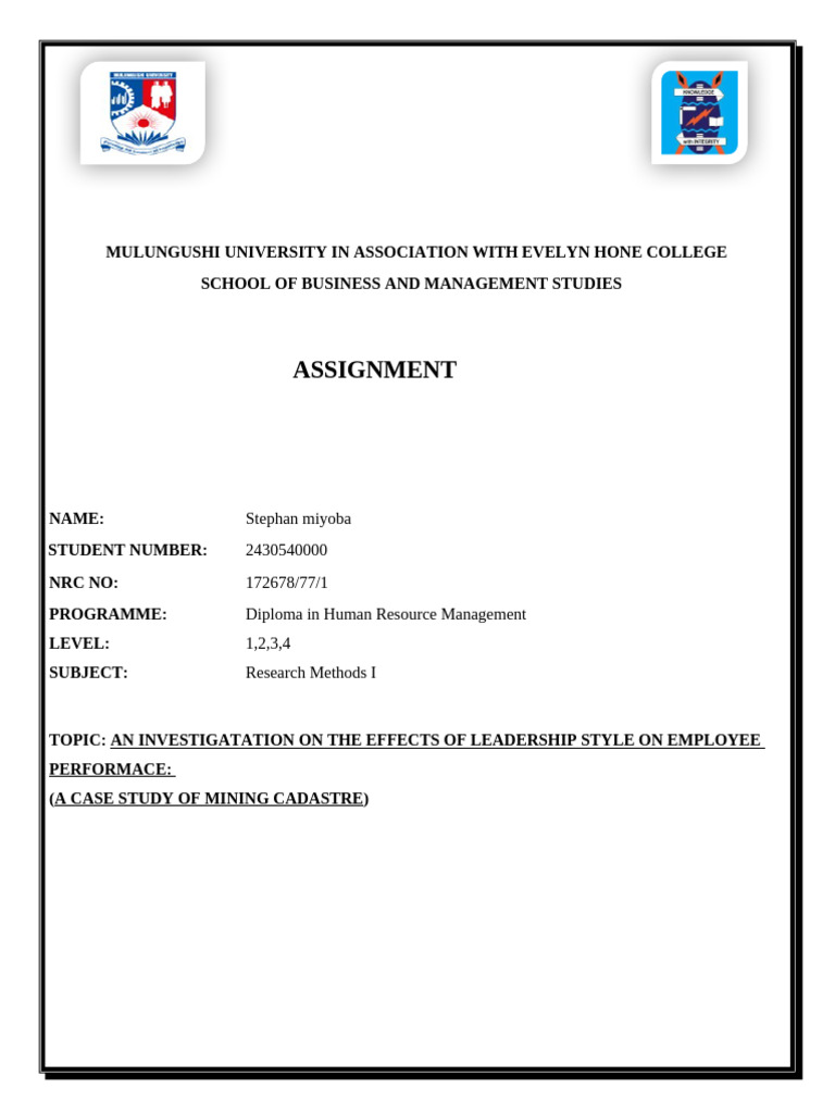 RESEARCH MRTHODS I ASSIGNMENT Plus Cover Page - JUNE To DECEMBER 2024 ...
