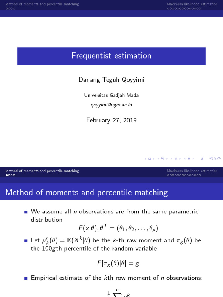 Estimating Parameters: Moments & MLE | PDF | Estimation Theory | Estimator