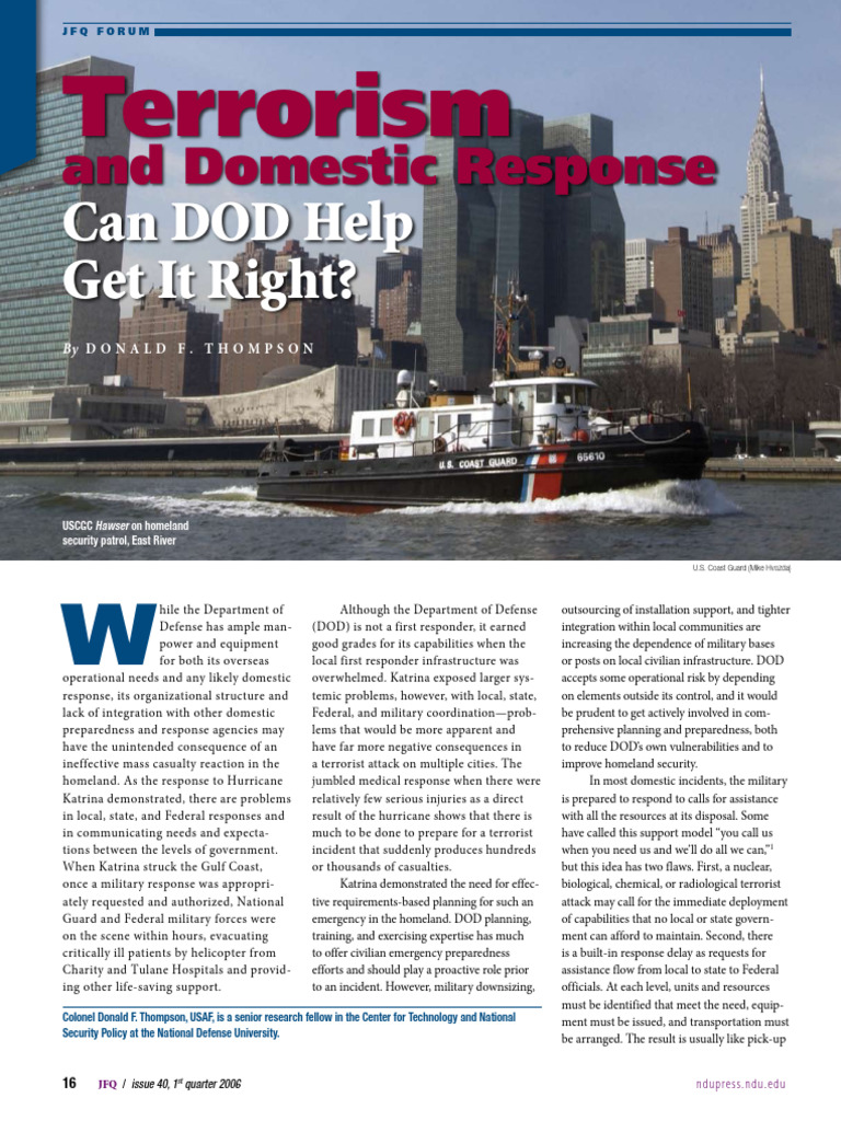 DOD's Role in Domestic Emergency Response | PDF | United States ...