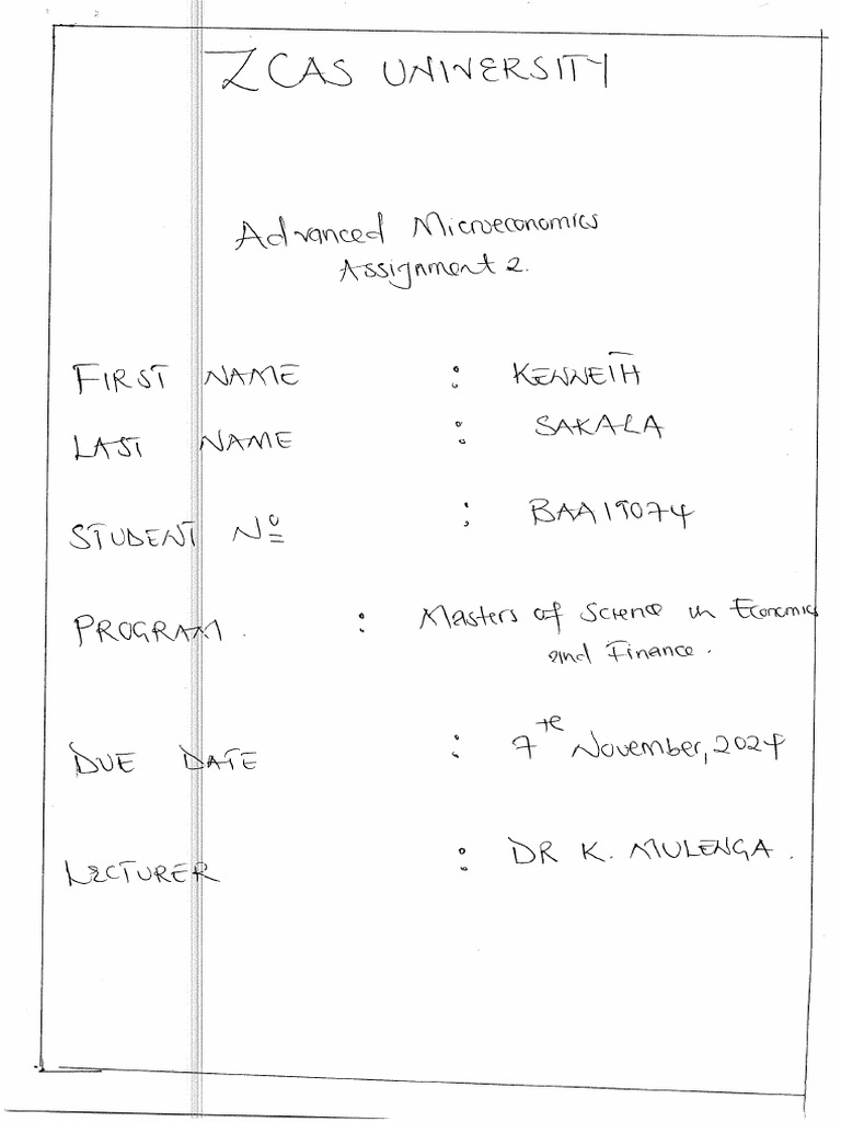 Adv. Micro Assignment | PDF