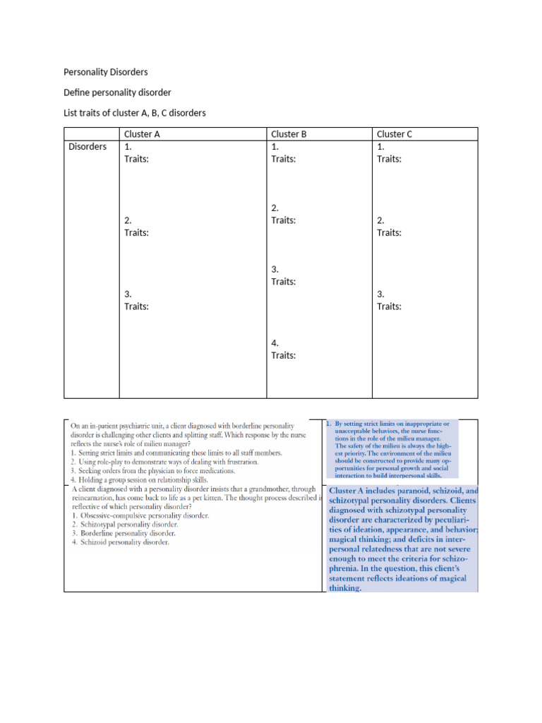 PersonalityDisorders Answers | PDF