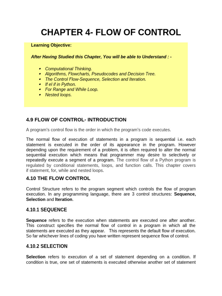 Chapter 4 Flow of Control IP-updated | PDF | Teaching Methods ...